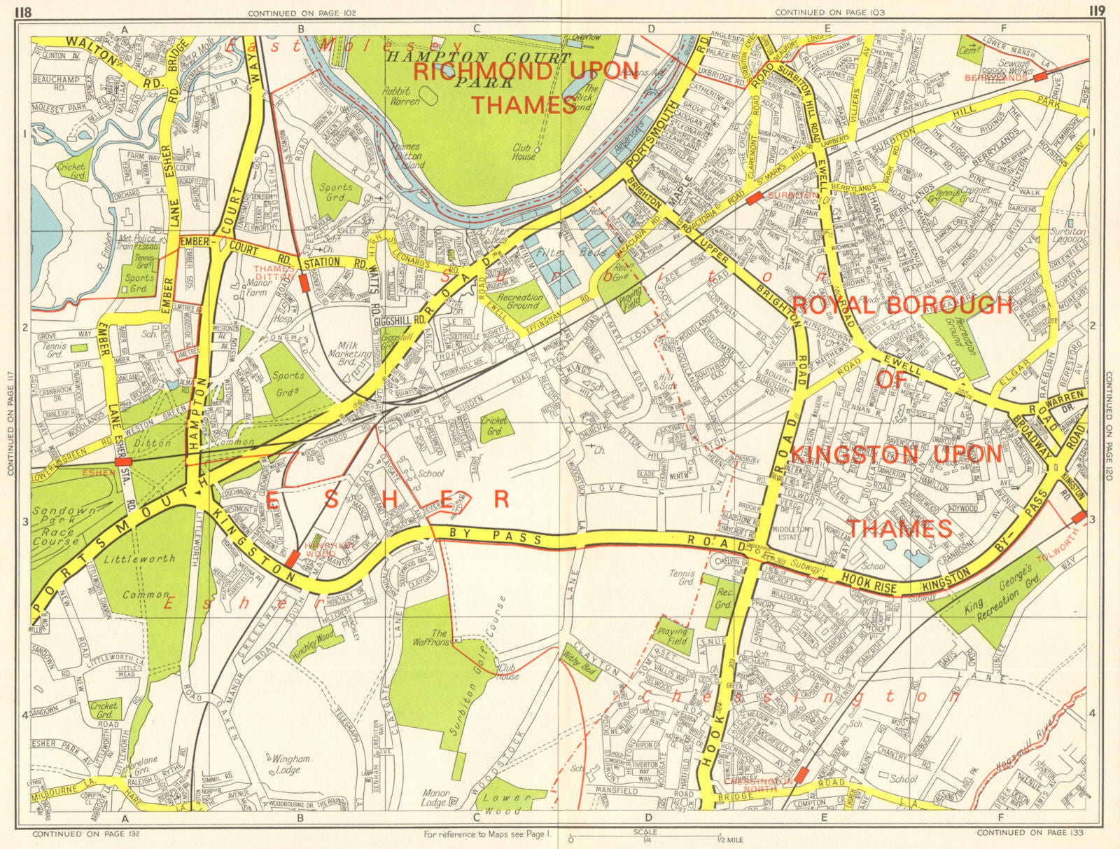 SURBITON Esher Thames Ditton Chessington Tolworth. GEOGRAPHERS' A-Z ...