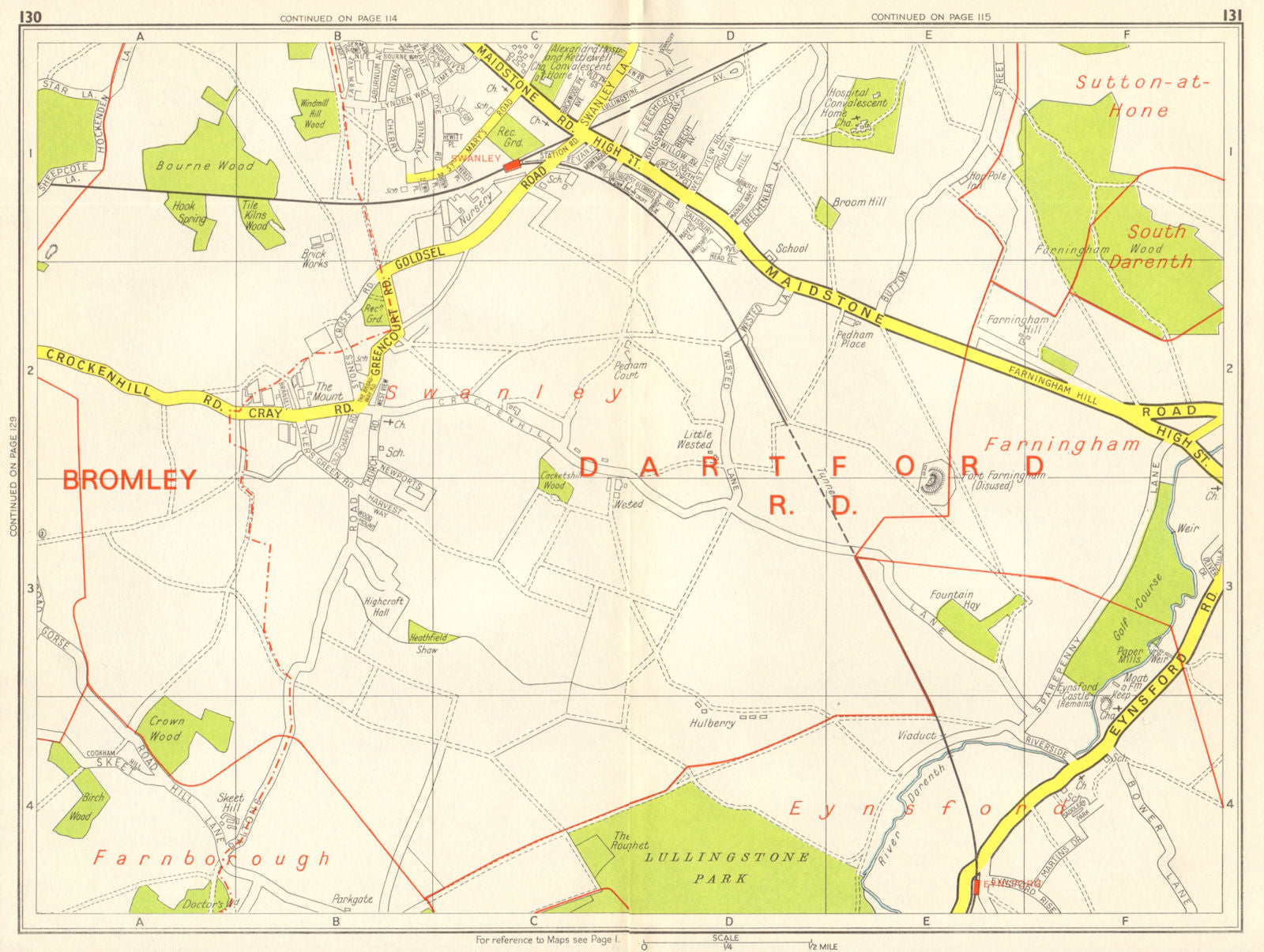 LONDON SE Eynsford Swanley Farningham. GEOGRAPHERS' A-Z 1964 old ...