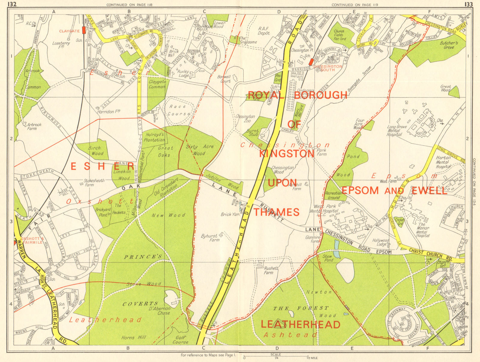 LONDON SW Chessington Claygate Oxshott Surbiton Epsom. GEOGRAPHERS' A-Z ...