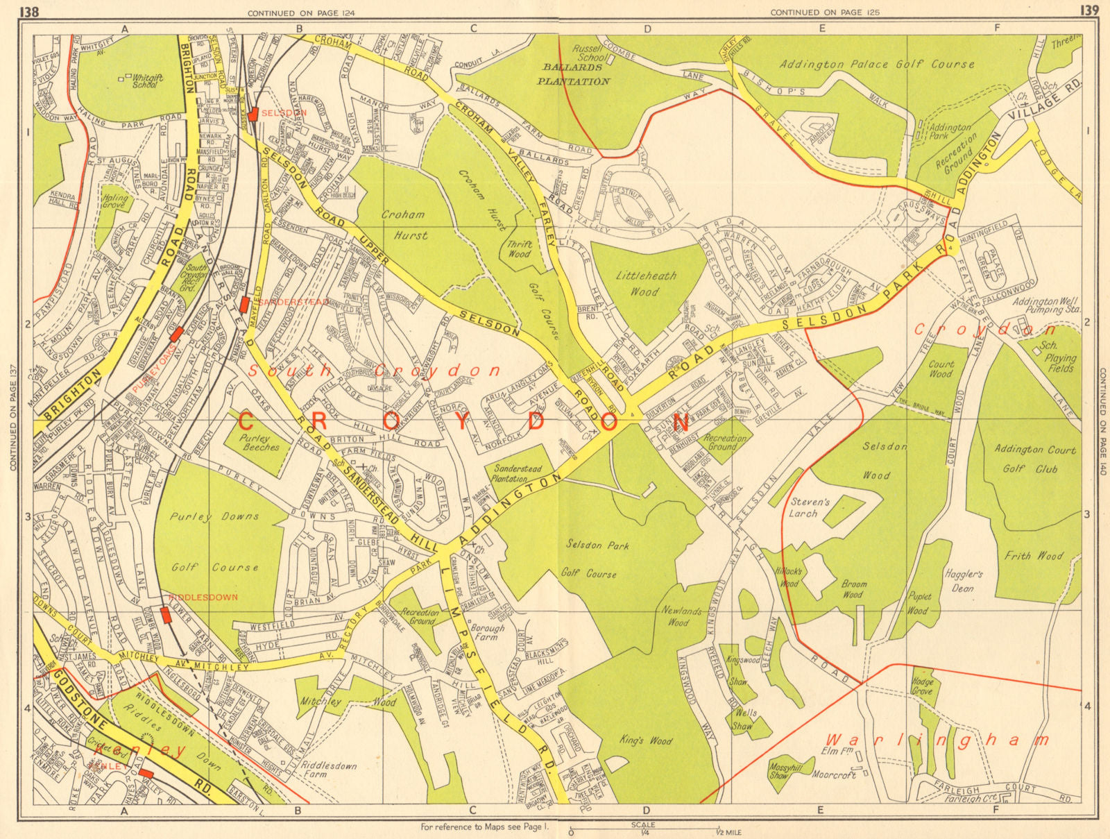 SOUTH CROYDON Sanderstead Selsdon Kenley Purley. GEOGRAPHERS' A-Z 1964 ...