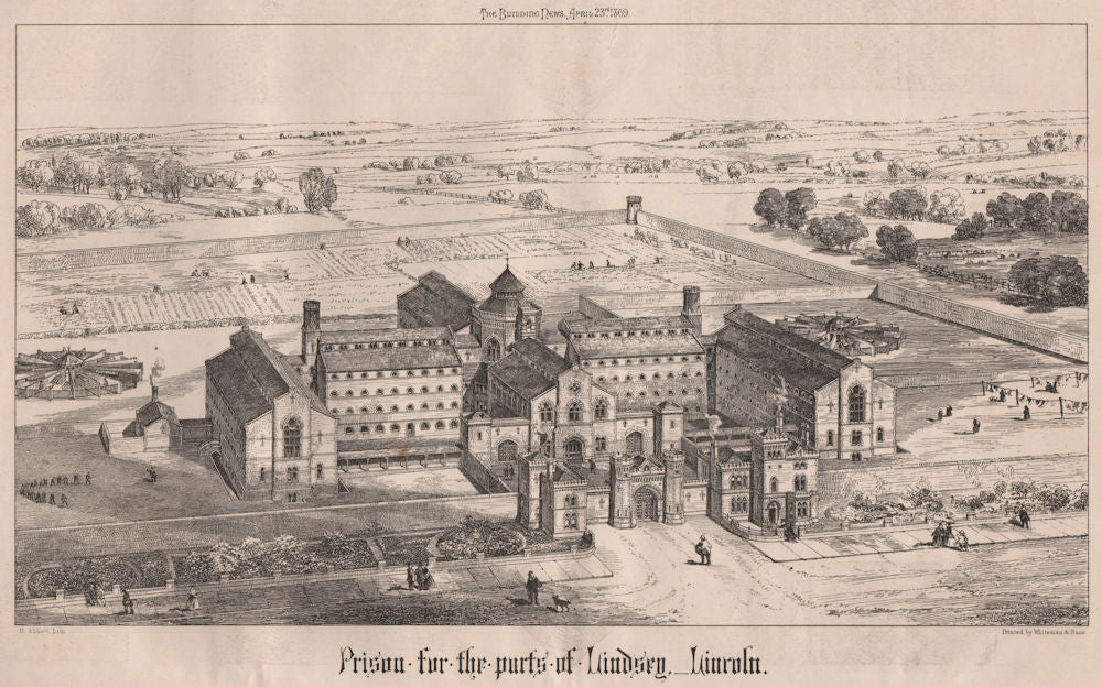 Prison for the parts of Lindsey, Lincoln. Lincolnshire 1869 old antique ...