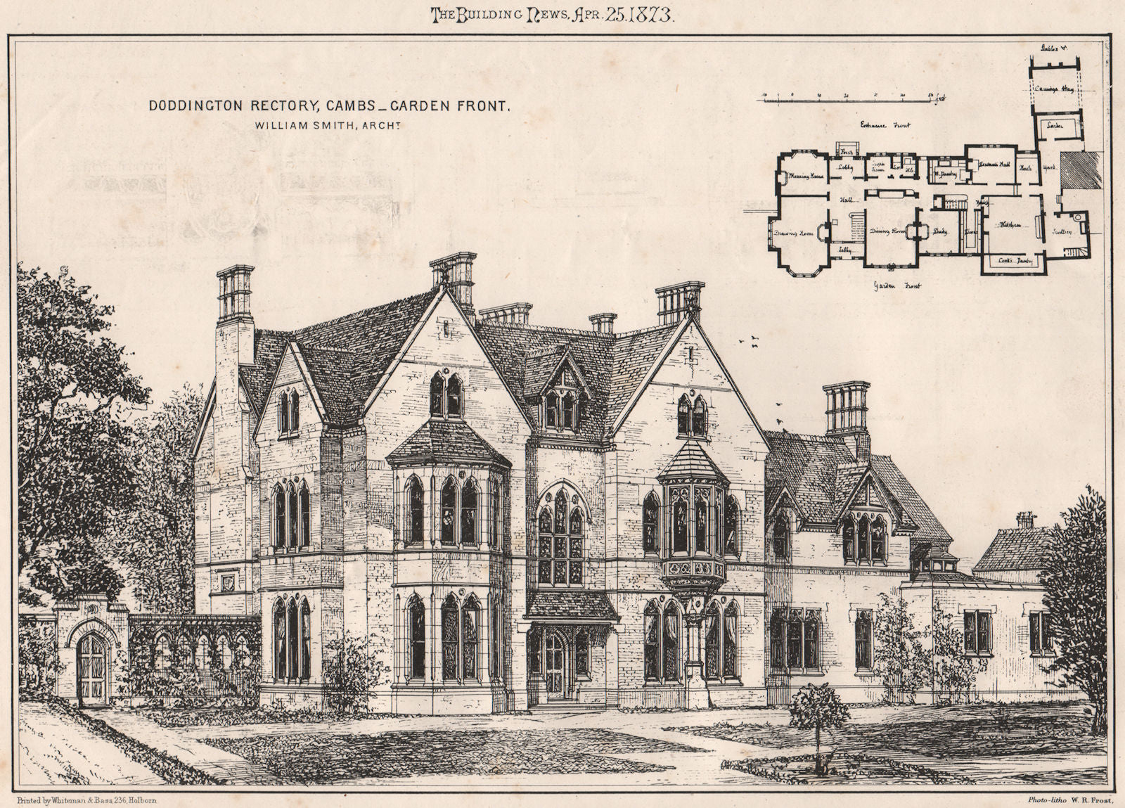 Doddington Rectory, Cambridgeshire. Garden front; William Smith ...