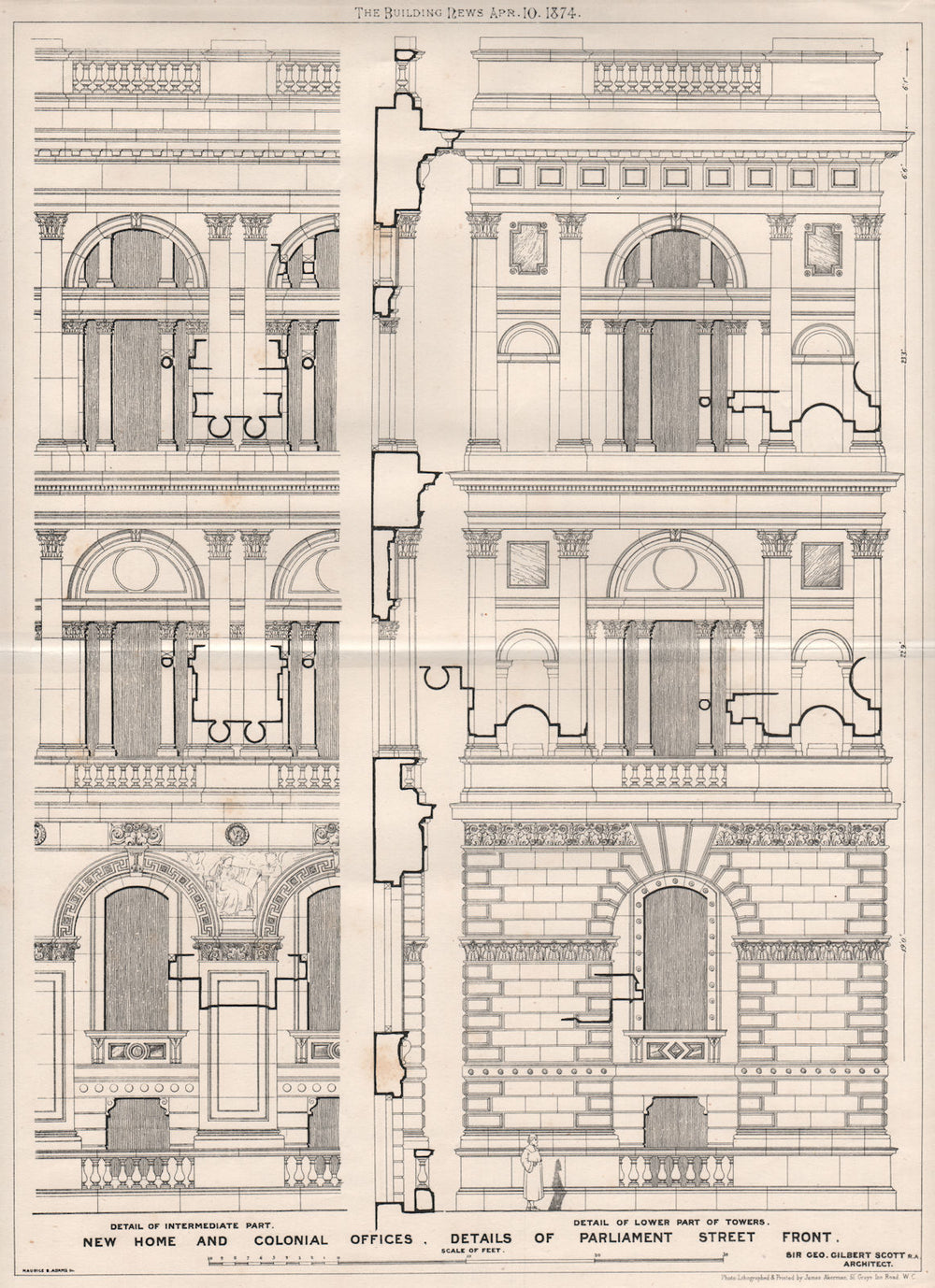 Home & Colonial Offices, Parliament Street front; Sir Geo. Gilbert ...
