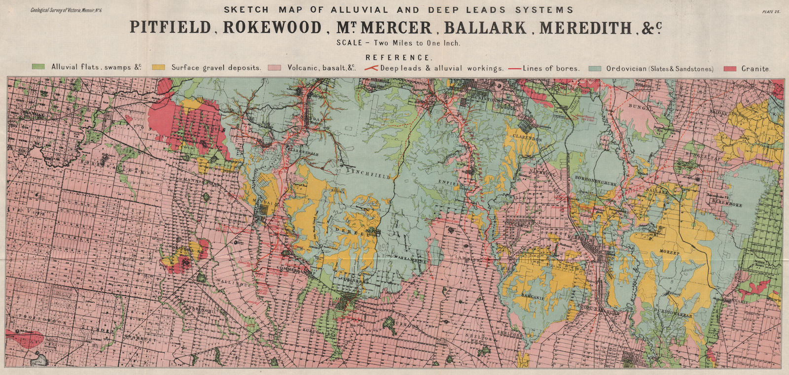 Pitfield Rokewood Mt Mercer Ballark Meredith mines geology. Victoria ...