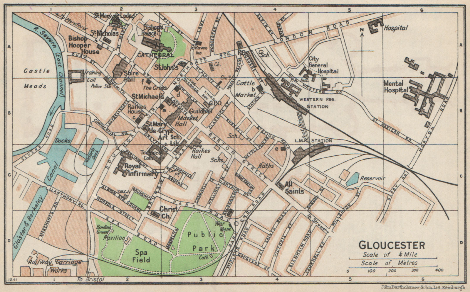 GLOUCESTER. Vintage town city map plan. Gloucestershire 1957 old ...