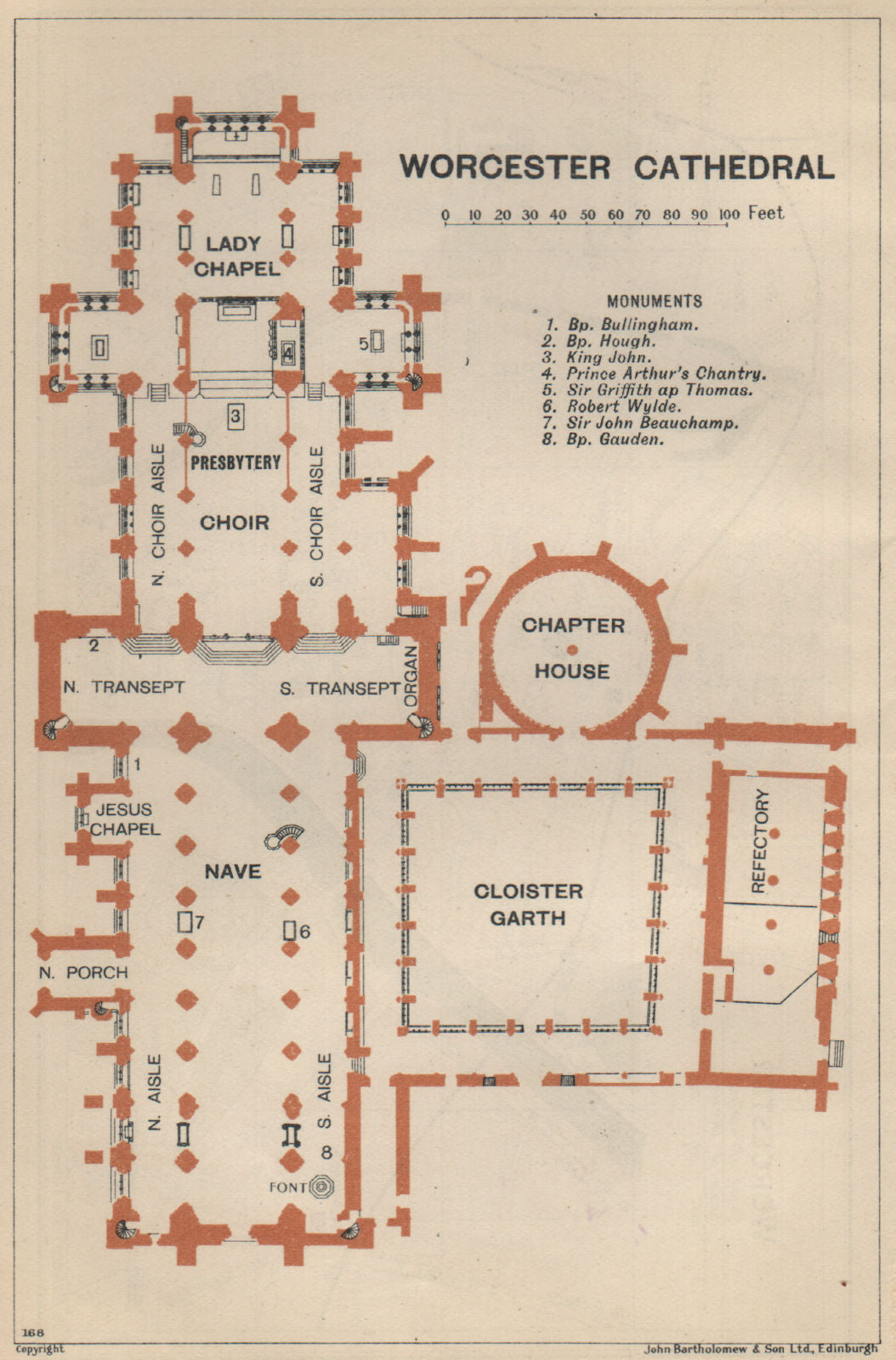 WORCESTER cathedral vintage floor plan. Worcestershire 1939 old vintage ...