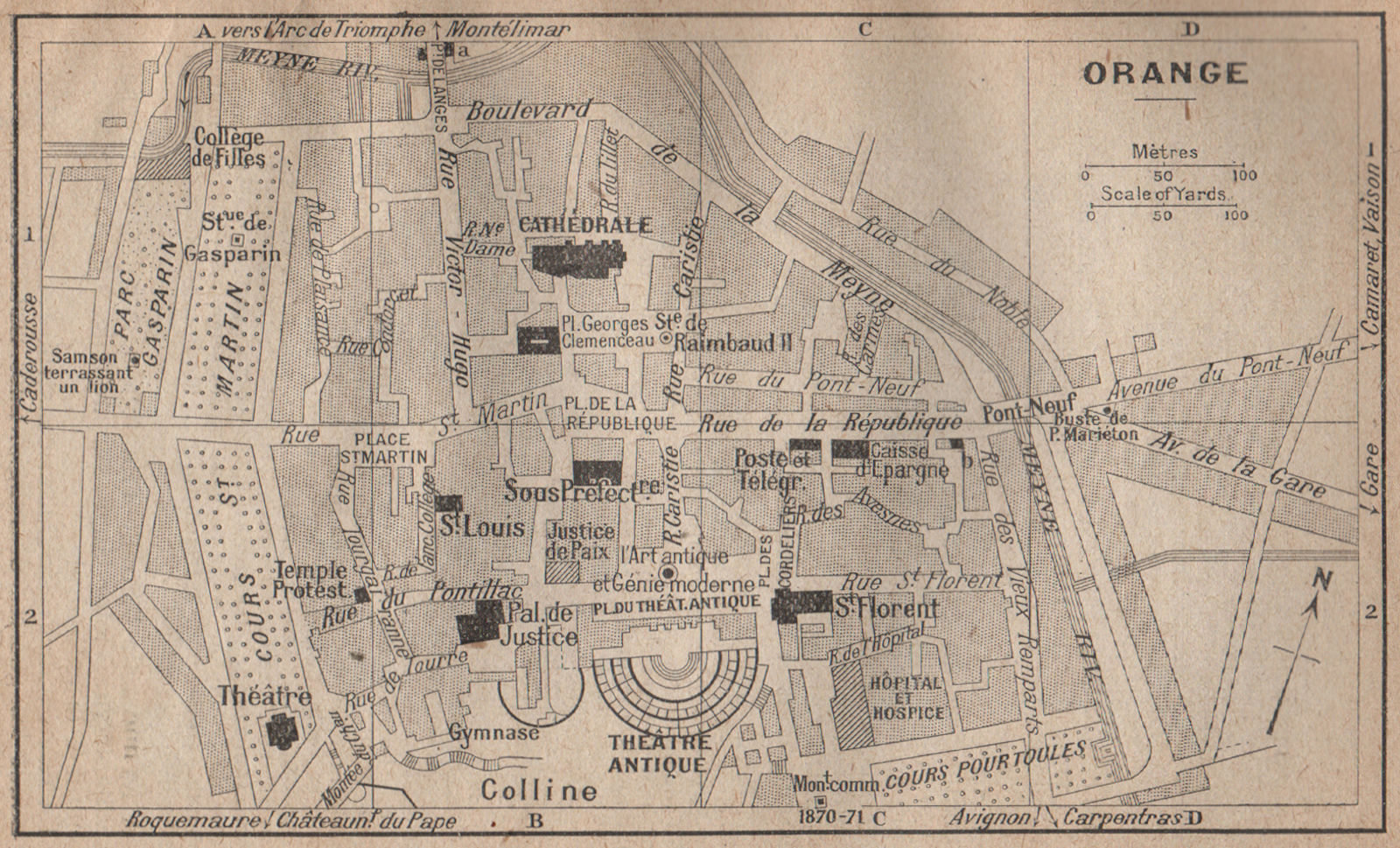 ORANGE vintage town city plan de la ville. Vaucluse 1925 old vintage ...