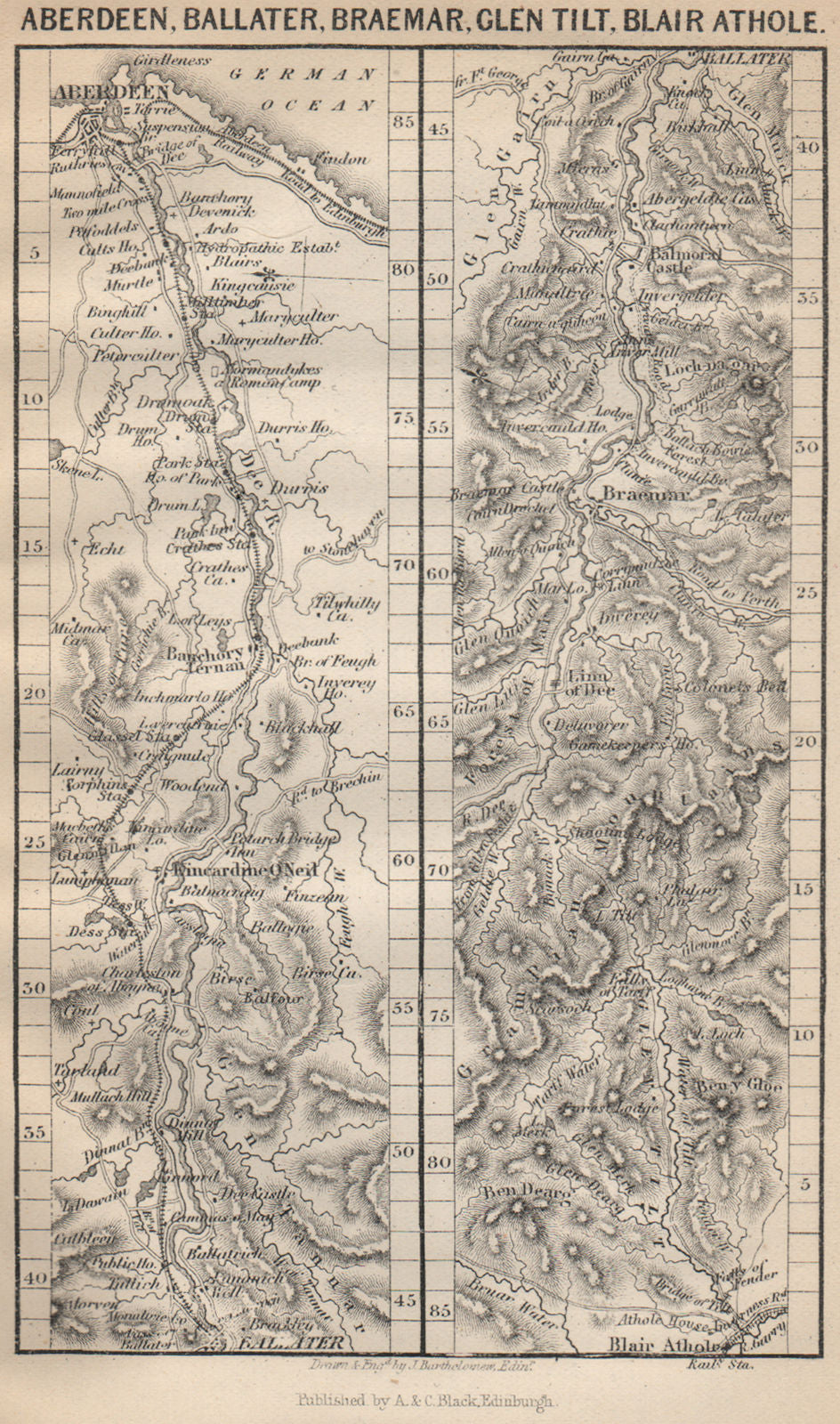 ABERDEEN, Ballater, Braemar, Tilt, Blair Athole. Scotland 1886 old ...