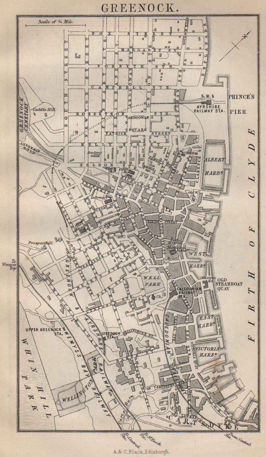 GREENOCK antique town city plan. Scotland 1886 old map chart ...