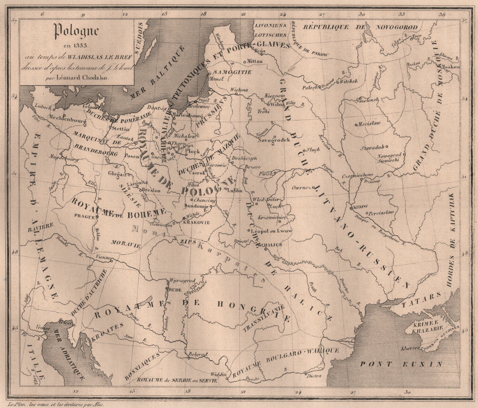 Map of Poland in 1333 1836 old antique vintage plan chart ...
