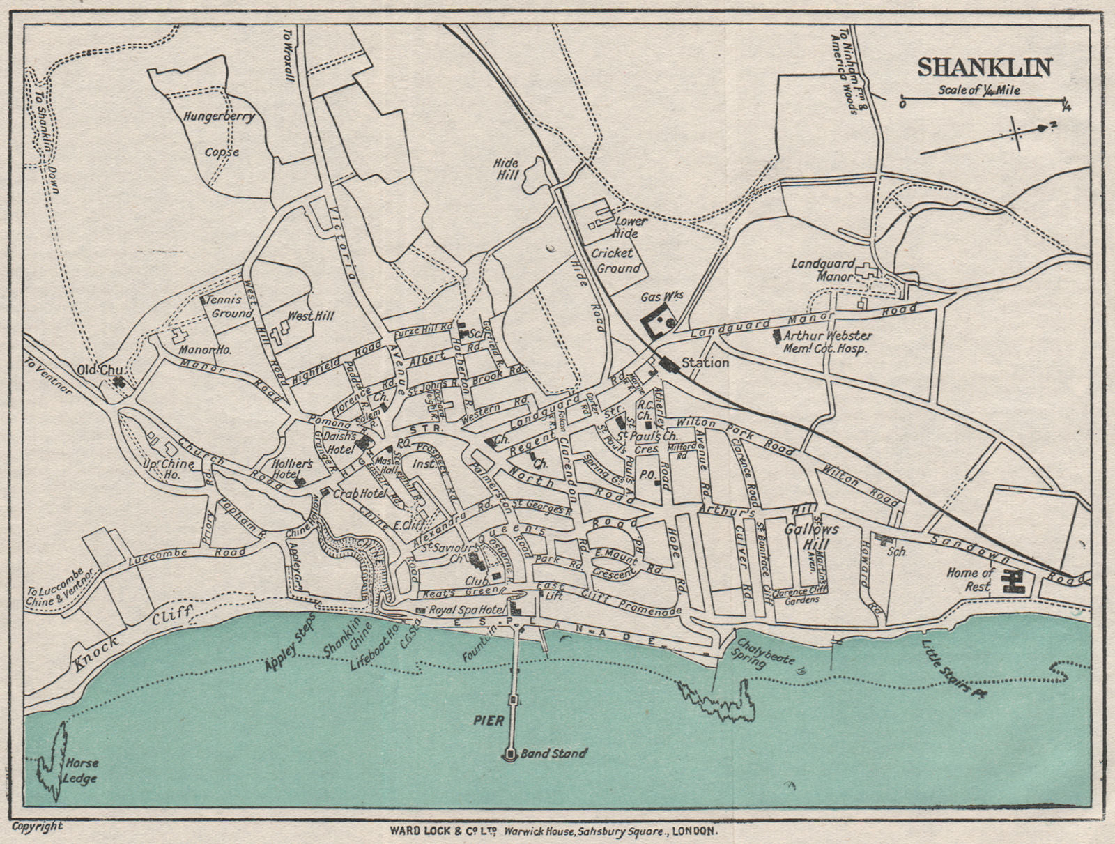 SHANKLIN vintage town/city plan. Isle of Wight. WARD LOCK 1922 old ...