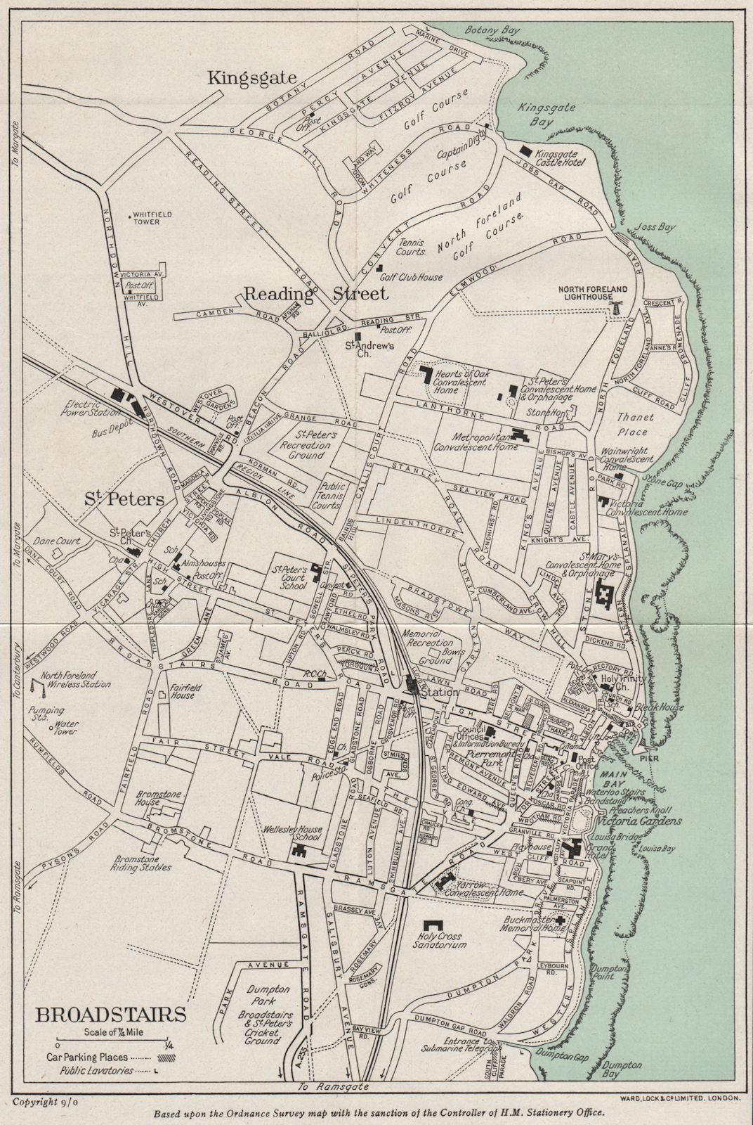BROADSTAIRS vintage town/city plan. Kent. WARD LOCK c1962 old vintage ...