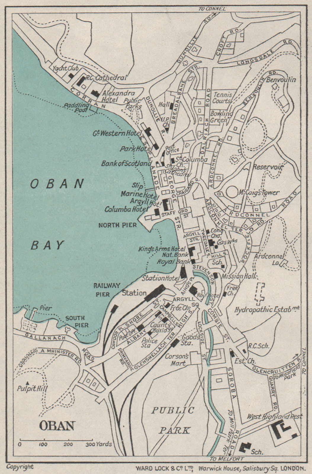 OBAN vintage town/city plan. Scotland. WARD LOCK 1935 old vintage map ...
