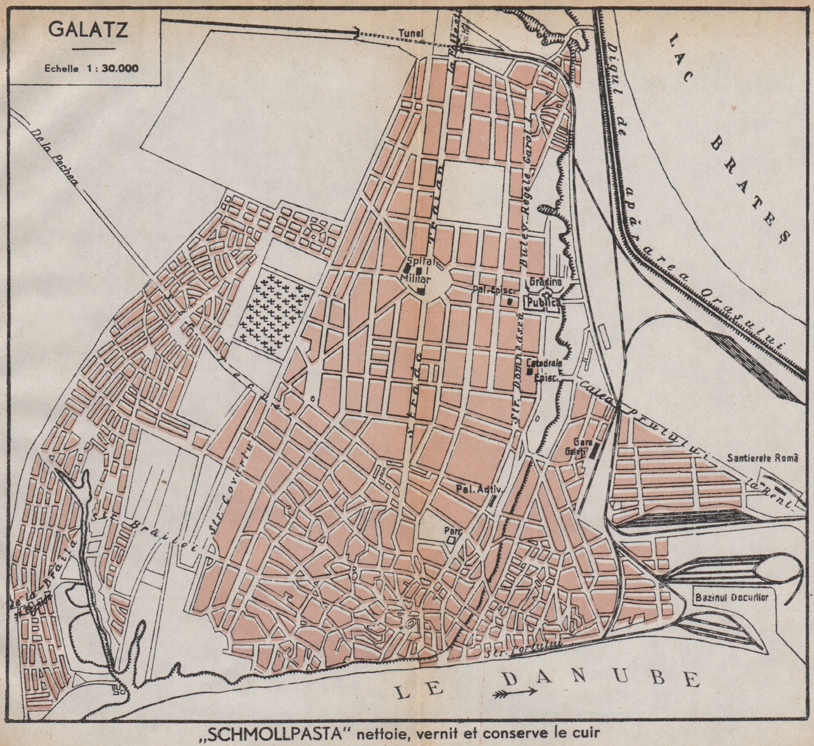 GALATI vintage town/city plan. Galați Galac Galatz. Romania 1938 old ...