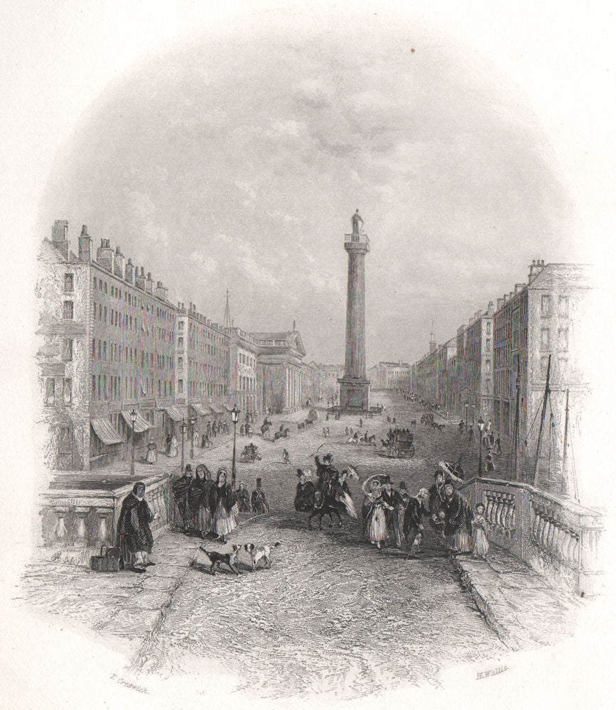 Sackville Street, Dublin. Ireland 1835 old antique vintage print ...