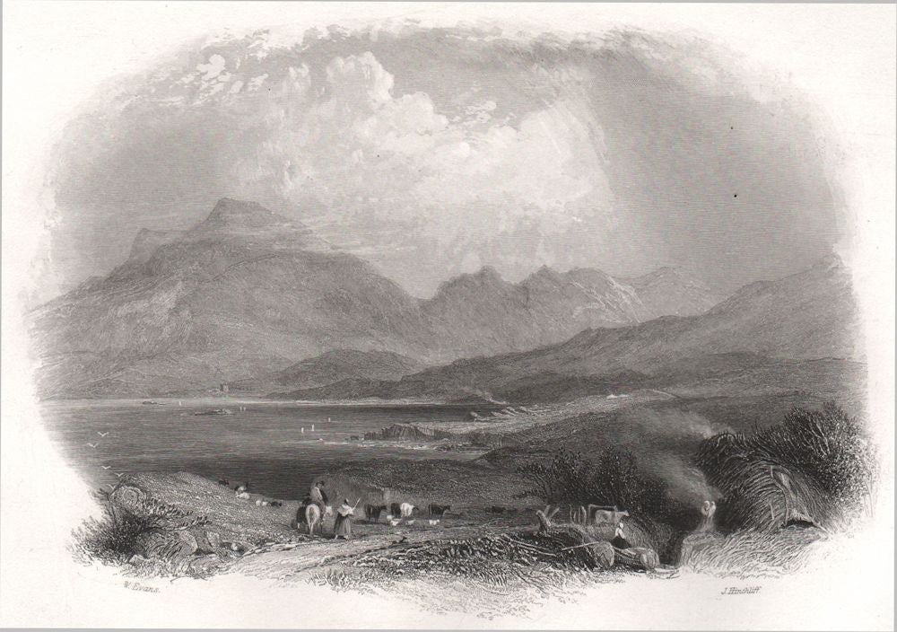 The Killeries (Twelve Bens, Killary harbour), Galway. Ireland 1835 old ...