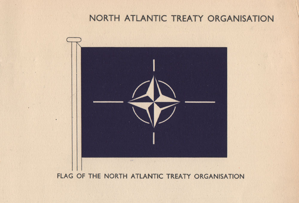 NORTH ATLANTIC TREATY ORGANISATION FLAG. NATO 1958 old vintage print ...