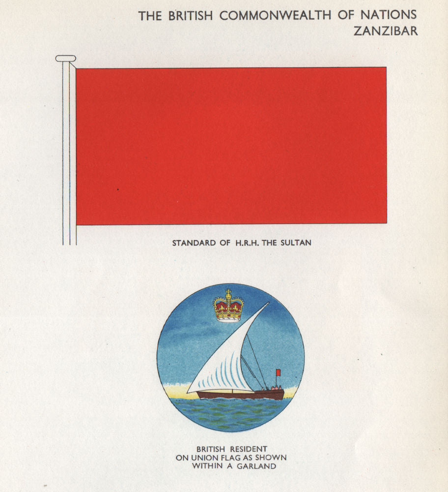 ZANZIBAR FLAGS. Standard of HRH Sultan. British Resident (on Union Flag ...