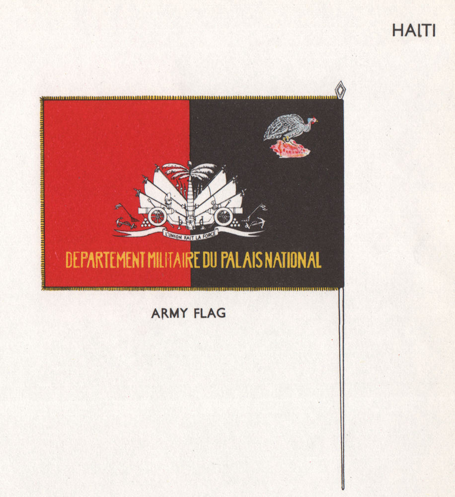 HAITI FLAGS. Army Flag 1958 old vintage print picture ...