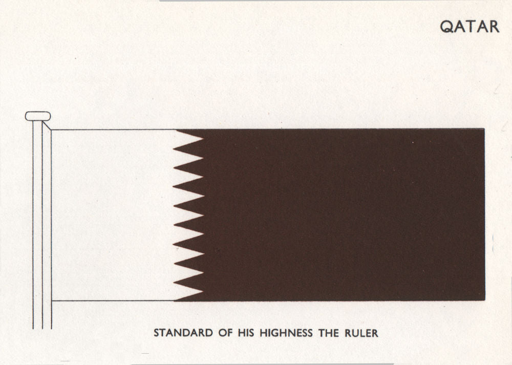 QATAR FLAGS. Standard of his Highness the Ruler 1958 old vintage print ...