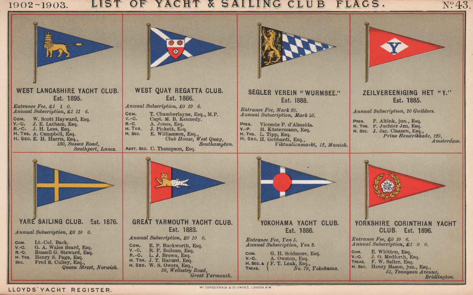 YACHT & SAILING CLUB FLAGS W-Y. West Lancashire - Yorkshire Corinthian ...