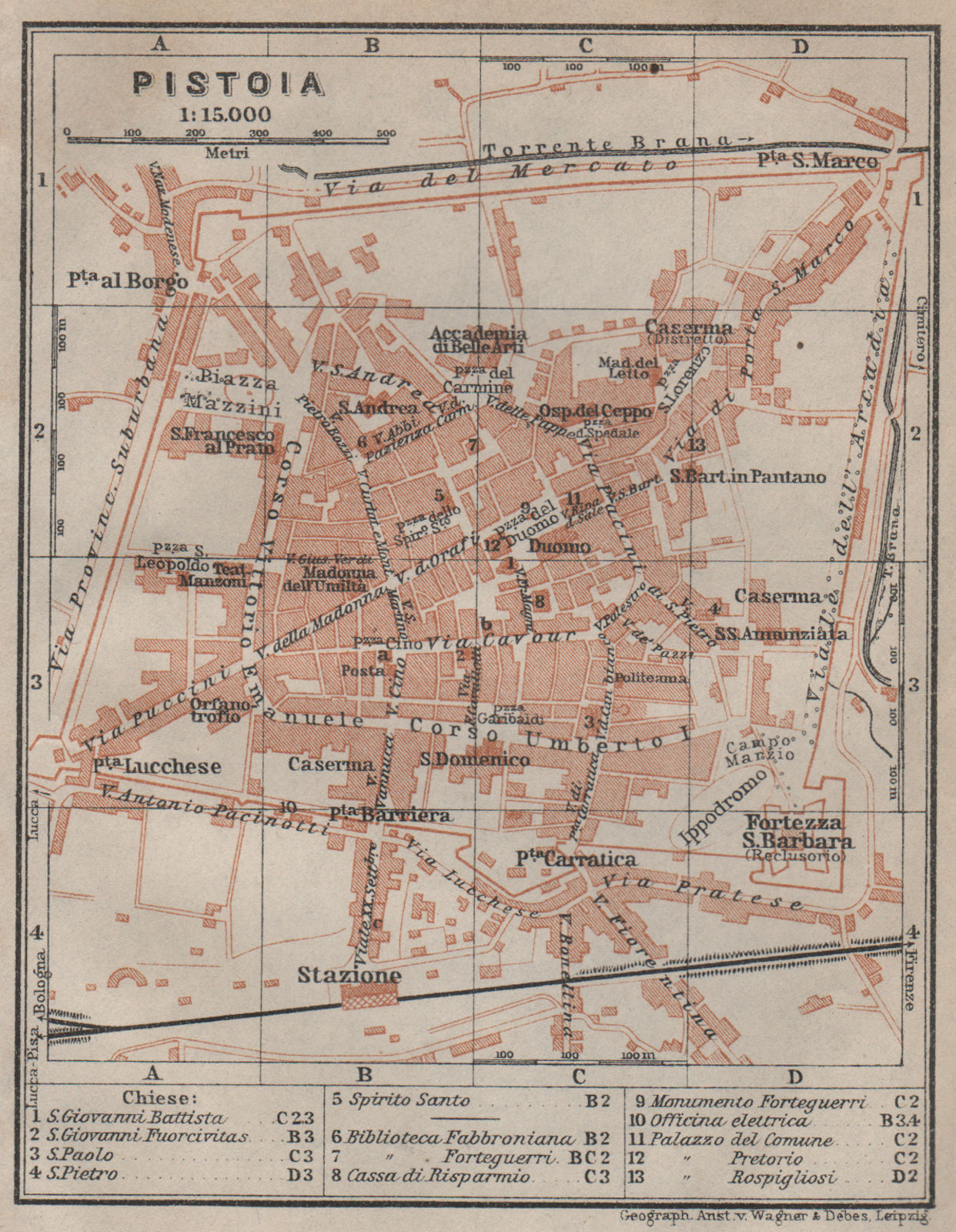 PISTOIA antique town city plan piano urbanistico. Italy mappa. SMALL ...