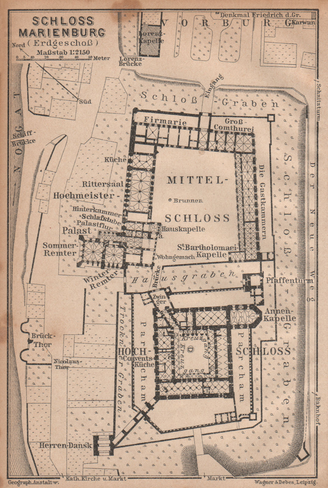 ZAMEK W MALBORKU. Ordensburg Marienburg. Malbork Castle plan. Poland ...