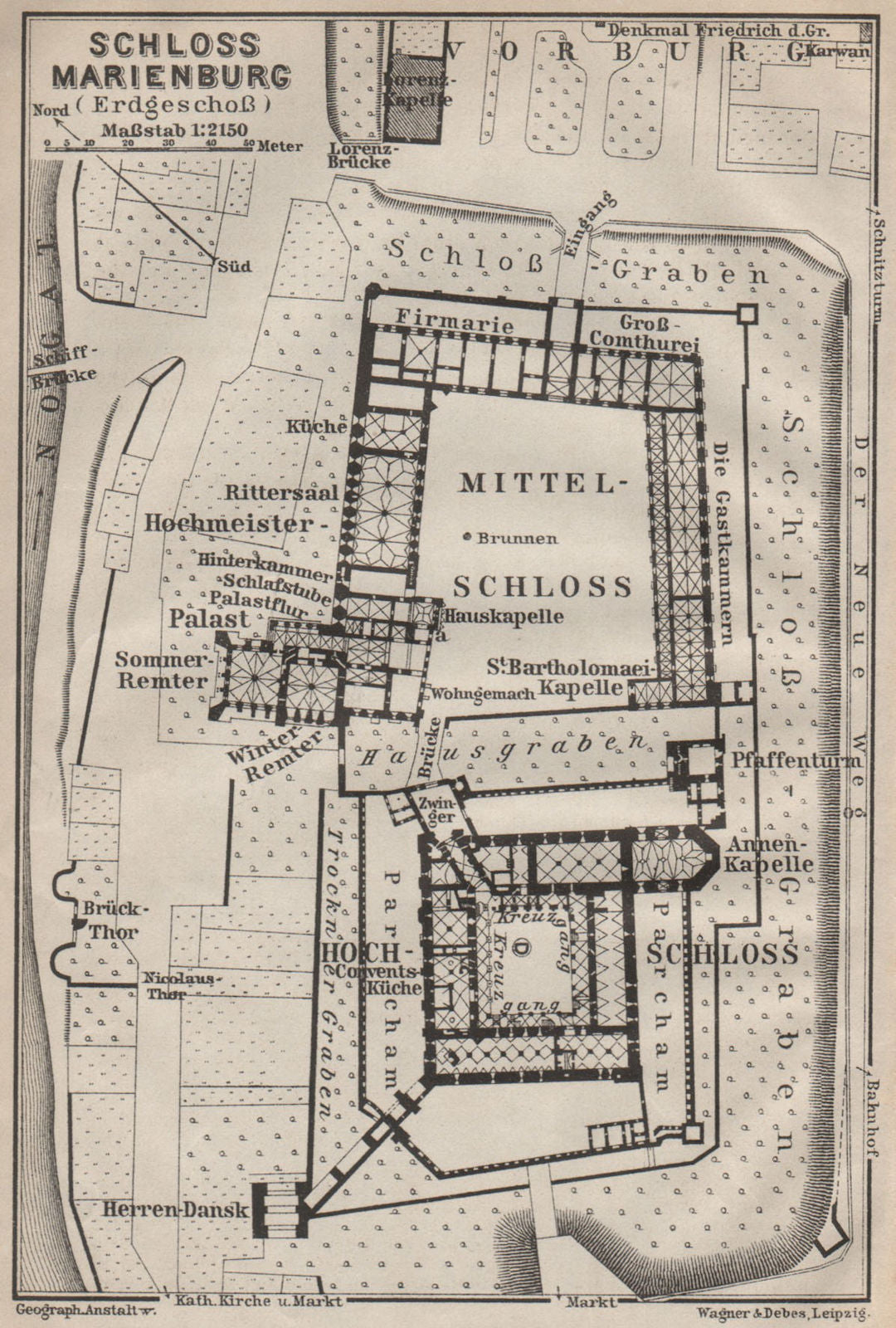 ZAMEK W MALBORKU. Ordensburg Marienburg. Malbork Castle plan. Poland ...