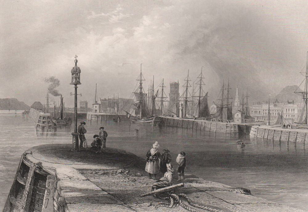 Entrance to the port of Dundee, Scotland. Scotland. BARTLETT c1840 old ...