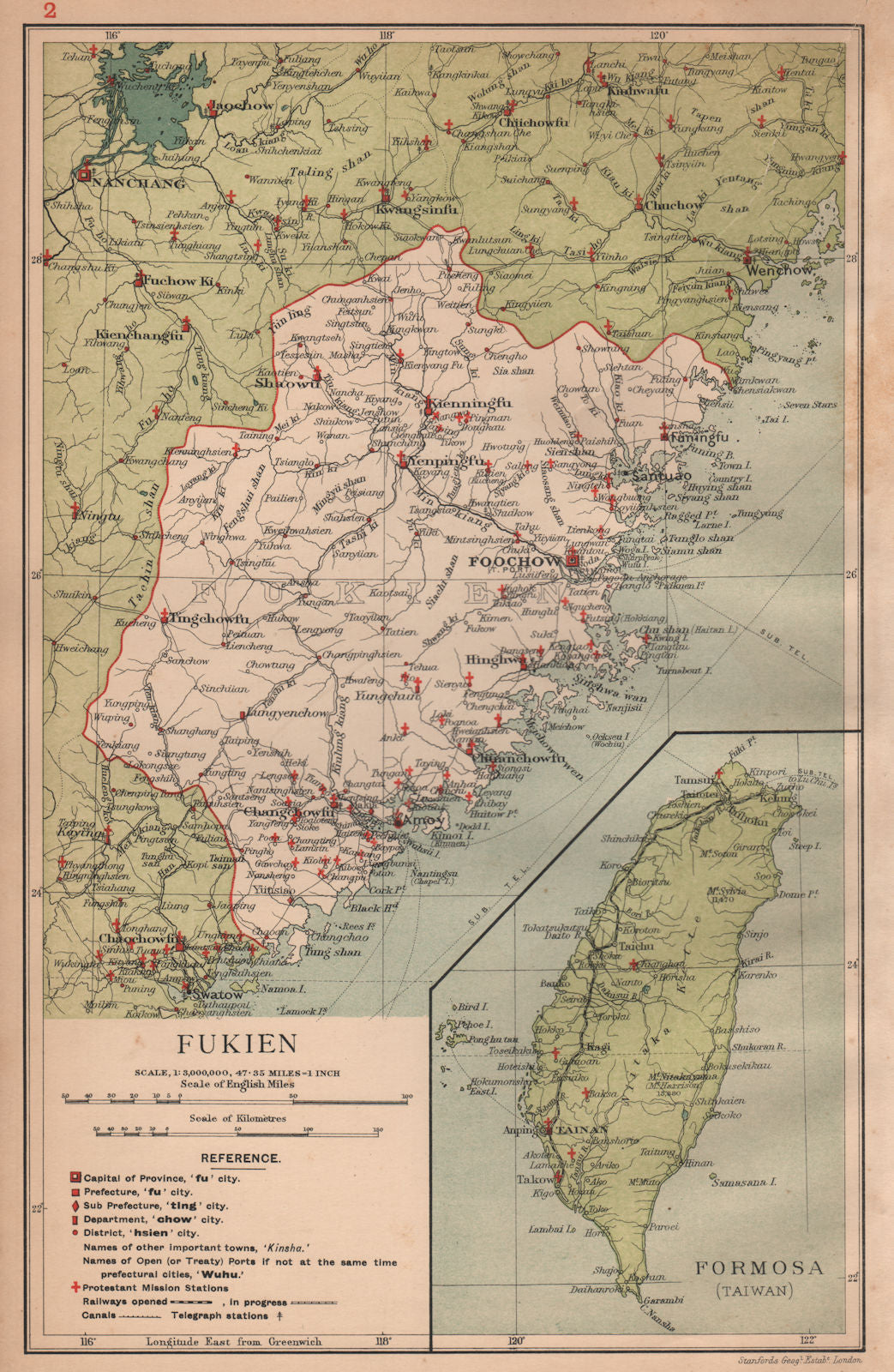 Fukien & Formosa (Fujian/Taiwan) China province map Foochow/Fuzhou ...