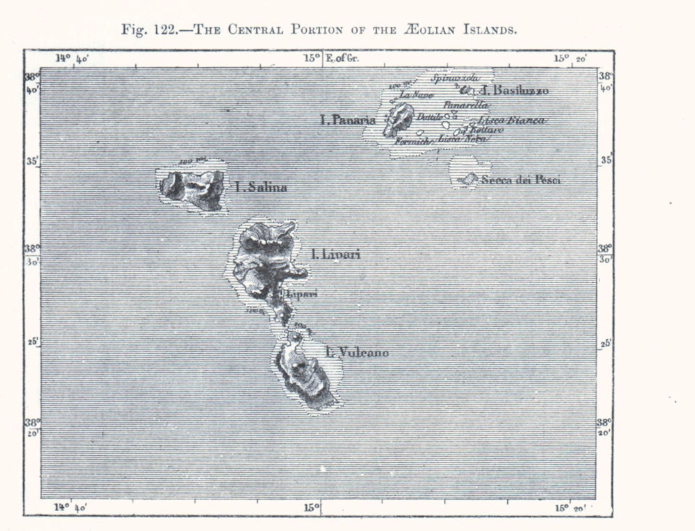 The Aeolian Islands. Salina Lipari Vulcano Panaria. Italy. Sketch map ...