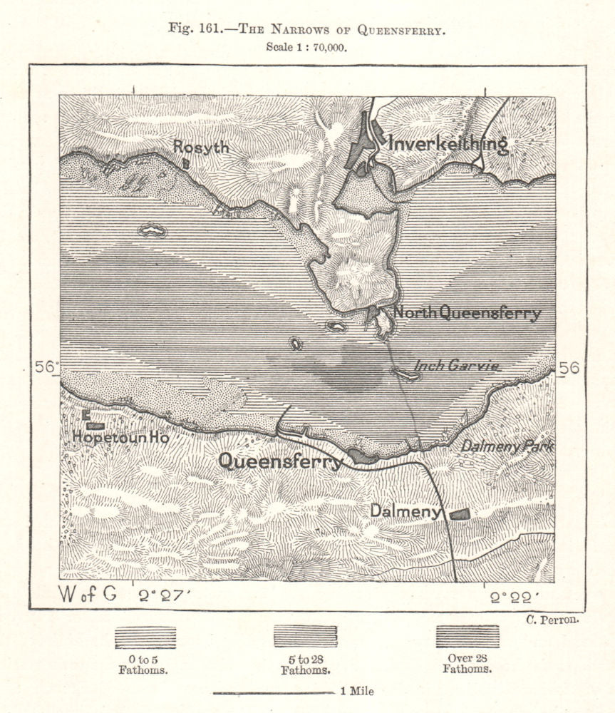 The Narrows of Queensferry. Inverkeithing. Scotland. Sketch map 1885 ...