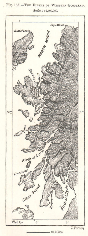 The Firths of Western Scotland. Sketch map 1885 old antique plan chart ...