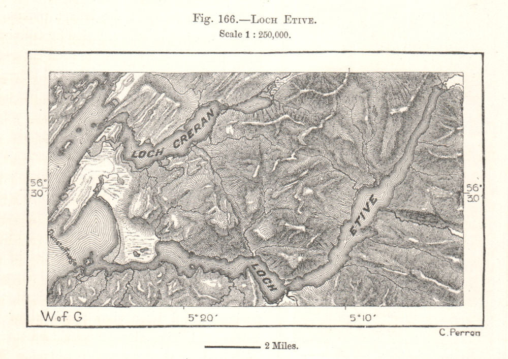 Loch Etive & Loch Creran. Scotland. Sketch map 1885 old antique plan ...