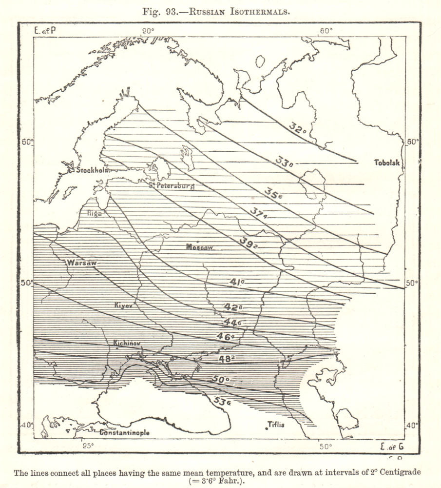 Russian Isothermals. Sketch map 1885 old antique vintage plan chart ...