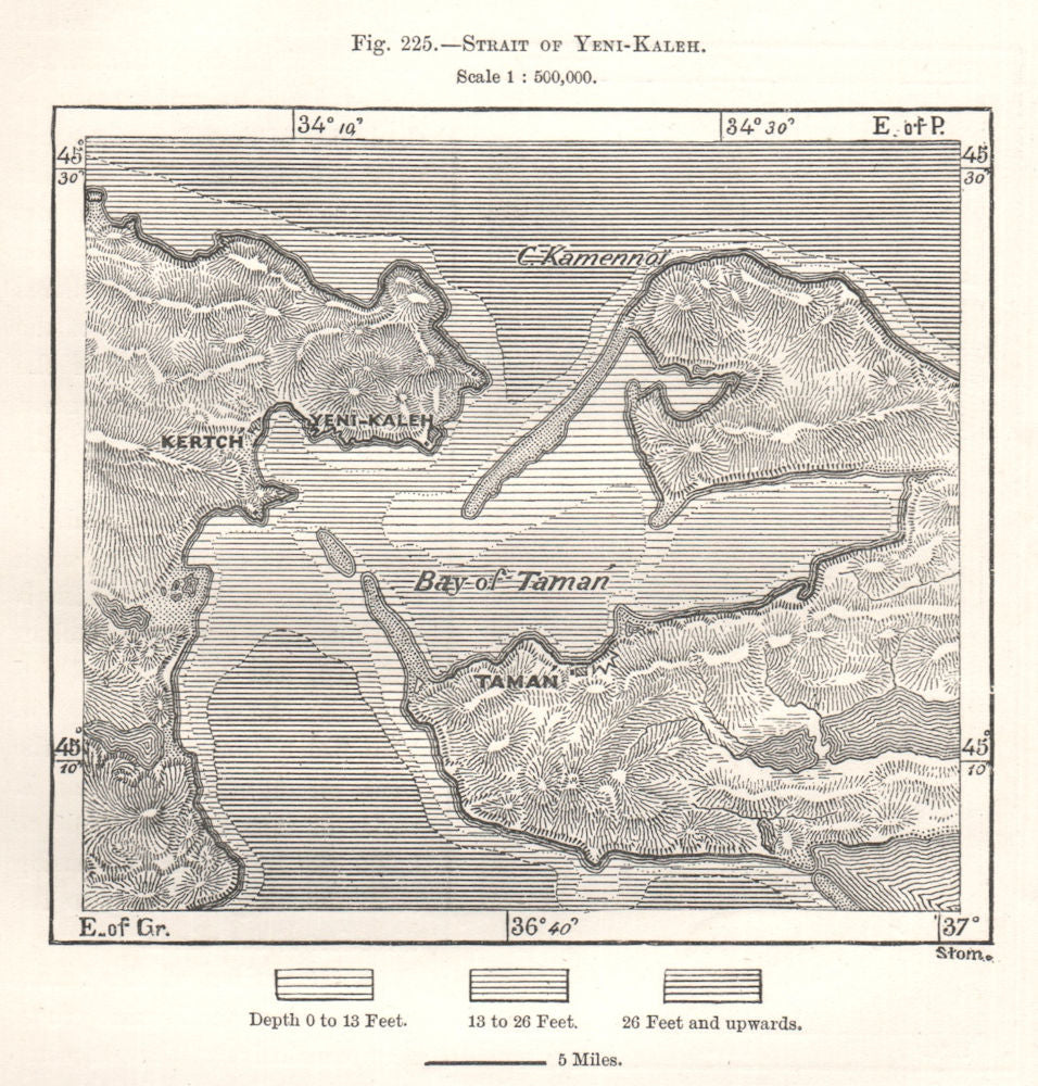 Strait of Kerch. Russia. Sketch map 1885 old antique vintage plan chart ...