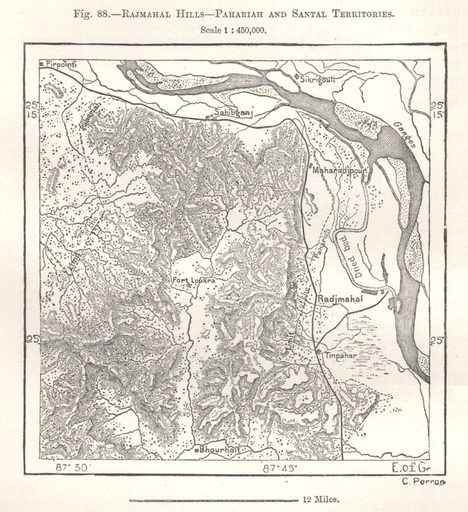 Rajmahal Hills, Pahariah & Santhal Territories. Jharkhand India. Sketch ...