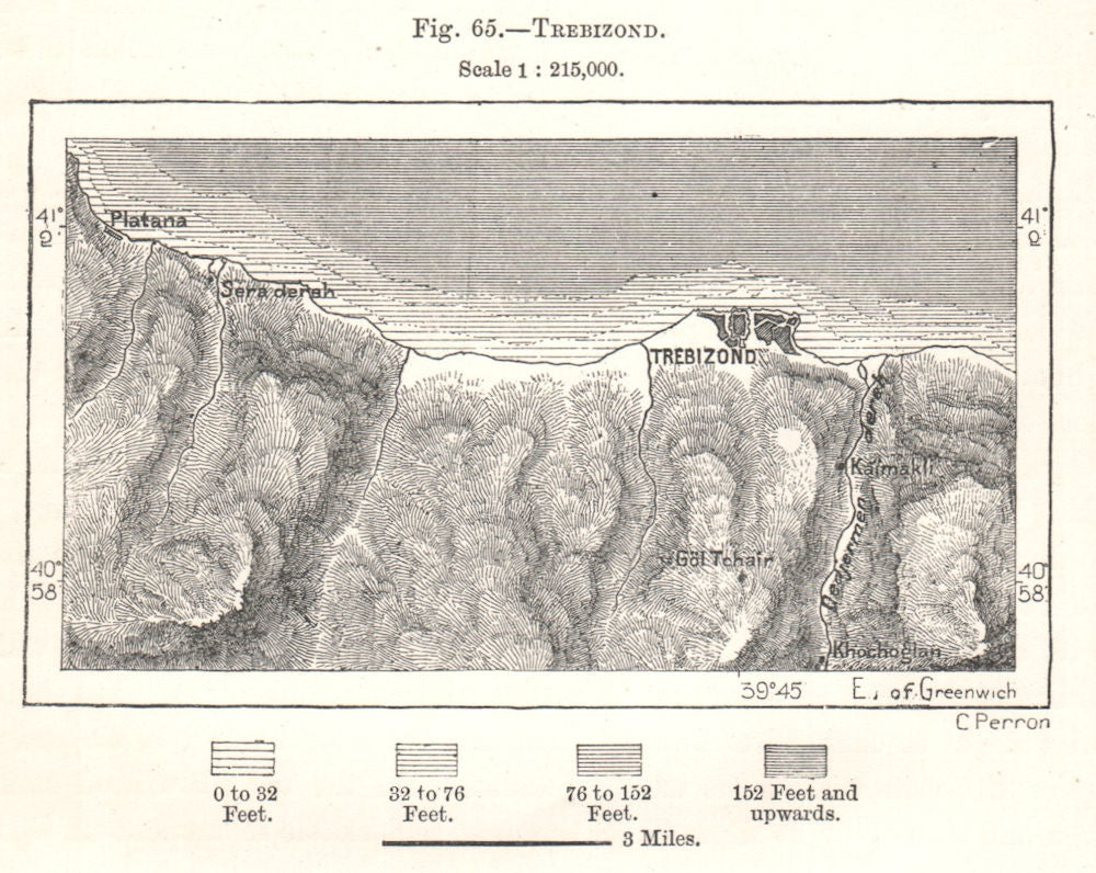 Trabzon & environs. Turkey. Sketch map 1885 old antique vintage plan ...