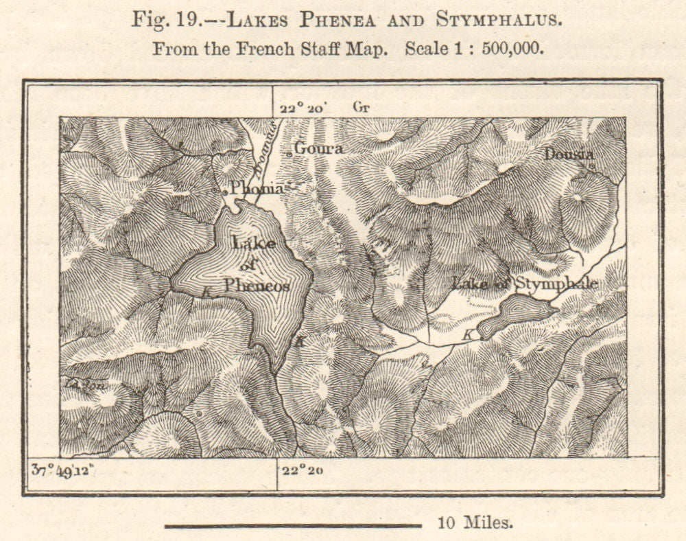 Lakes Phenea & Stymphalus. Feneos Plain & Lake Stymfalia. Sketch map ...