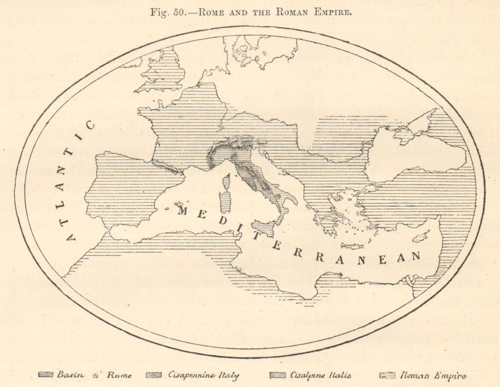 Rome and the Roman Empire. Europe sketch map 1885 old antique plan ...