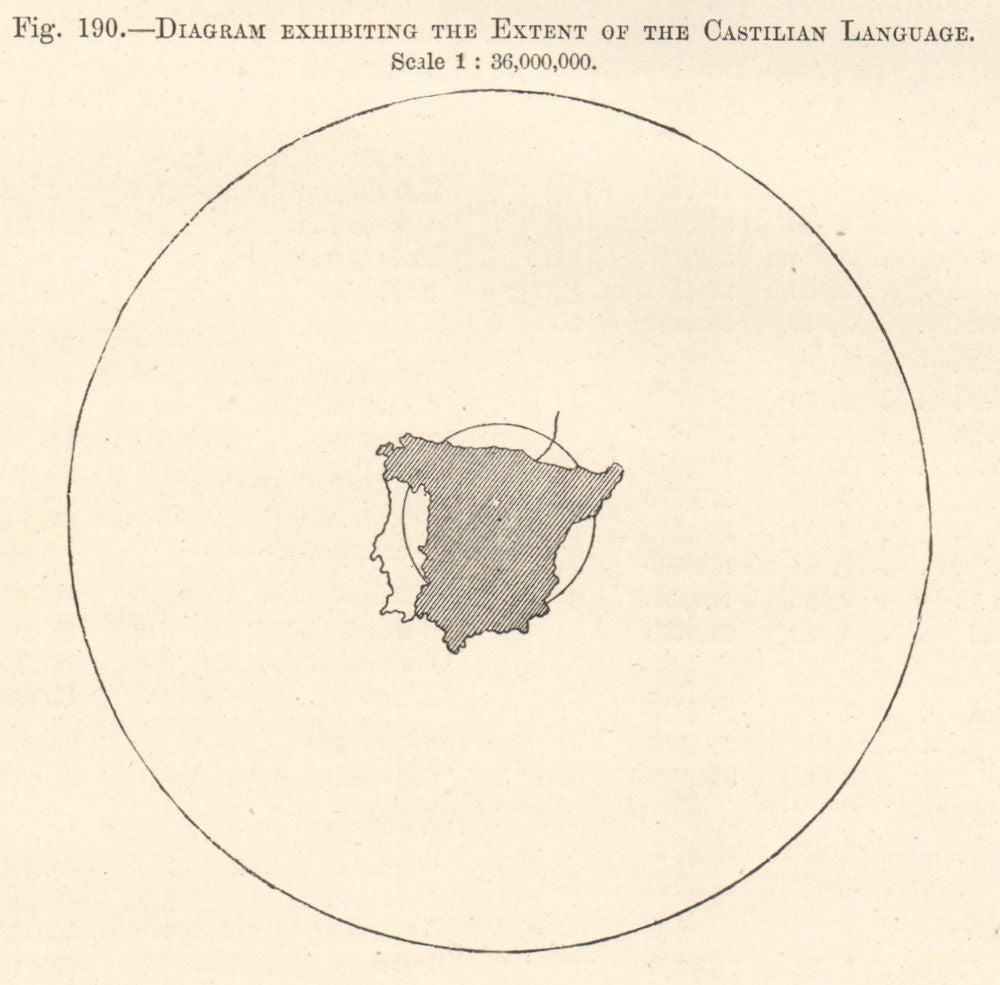 Diagram exhibiting the extent of the Castilian Language. Spain. Sketch ...