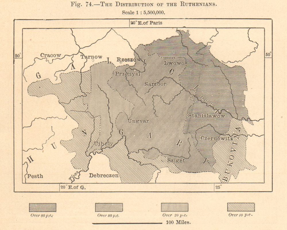Distribution of Ruthenians. Ukraine Poland Slovakia Romania. Sketch map ...