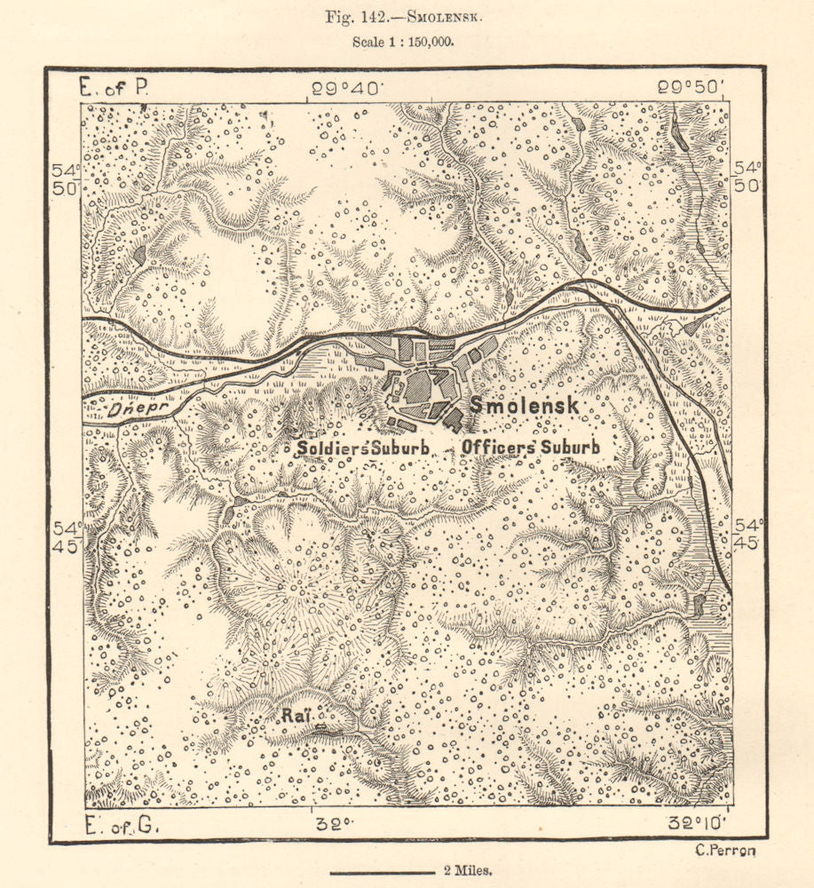 Smolensk plan and environs. Russia. Sketch map 1885 old antique chart ...