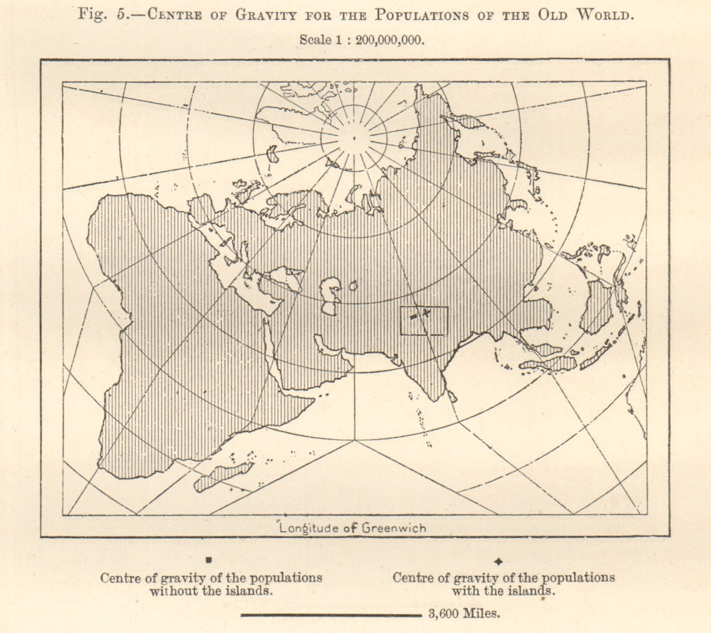 Centre of Gravity for the Population of the Old World. Sketch map 1885 ...