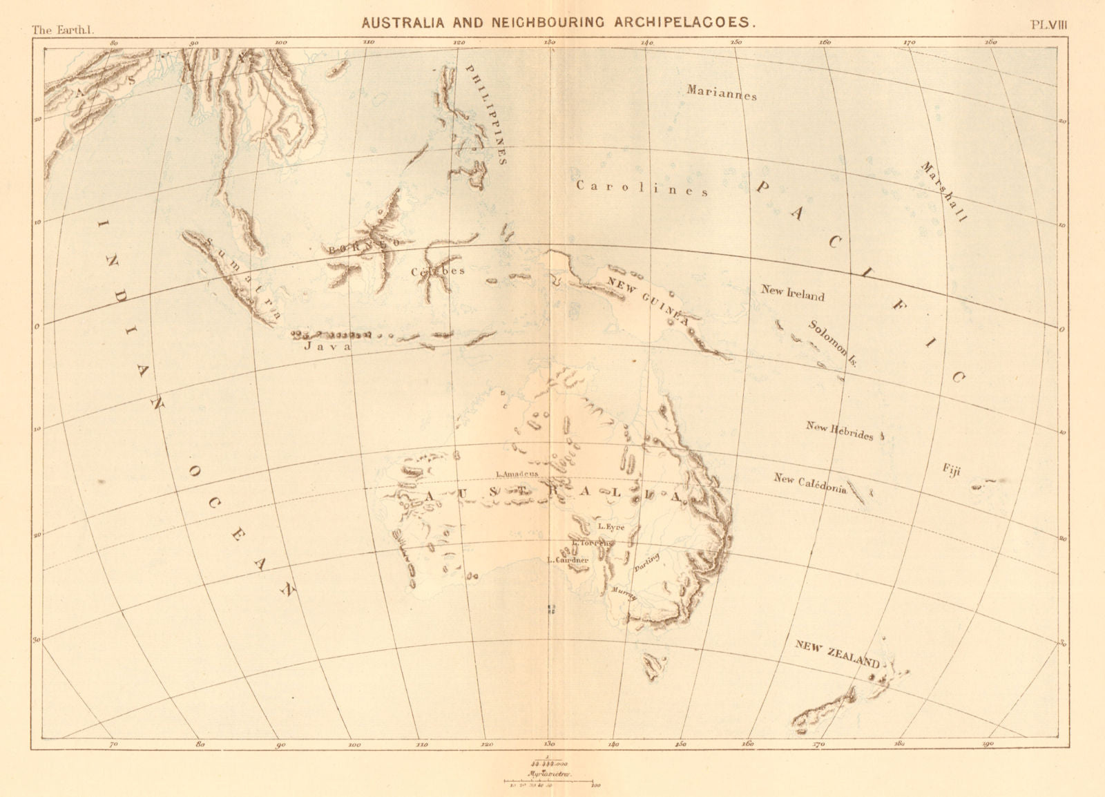 Australia and Neighbouring Archipelagoes. Australasia Melanesia 1886 ...