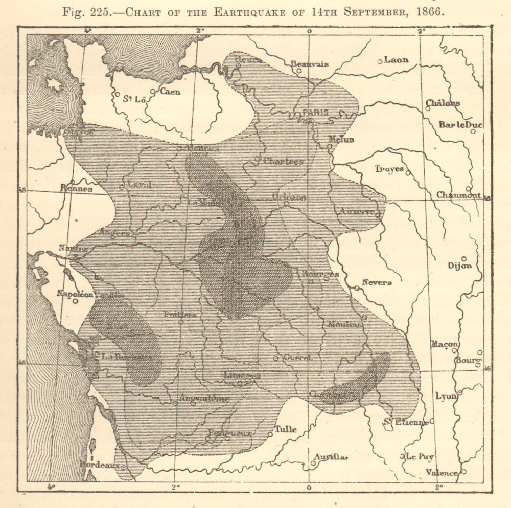 Chart of the Earthquake of 14th September 1866. France. Sketch map 1886 ...