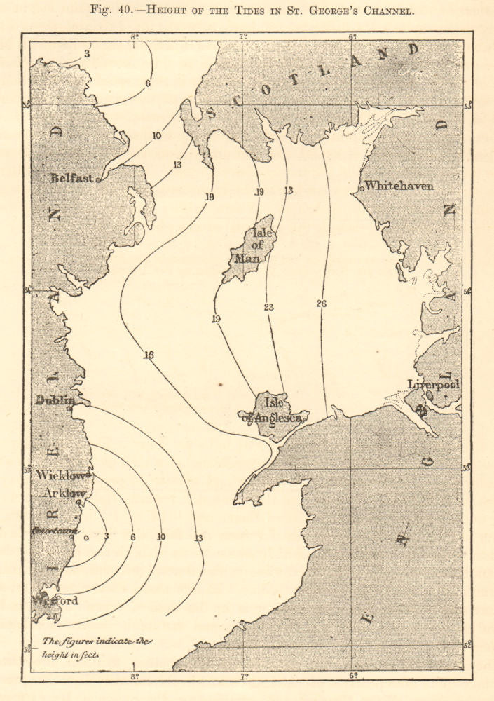 Height of the tides in the St George's Channel. Irish Sea. Sketch map ...