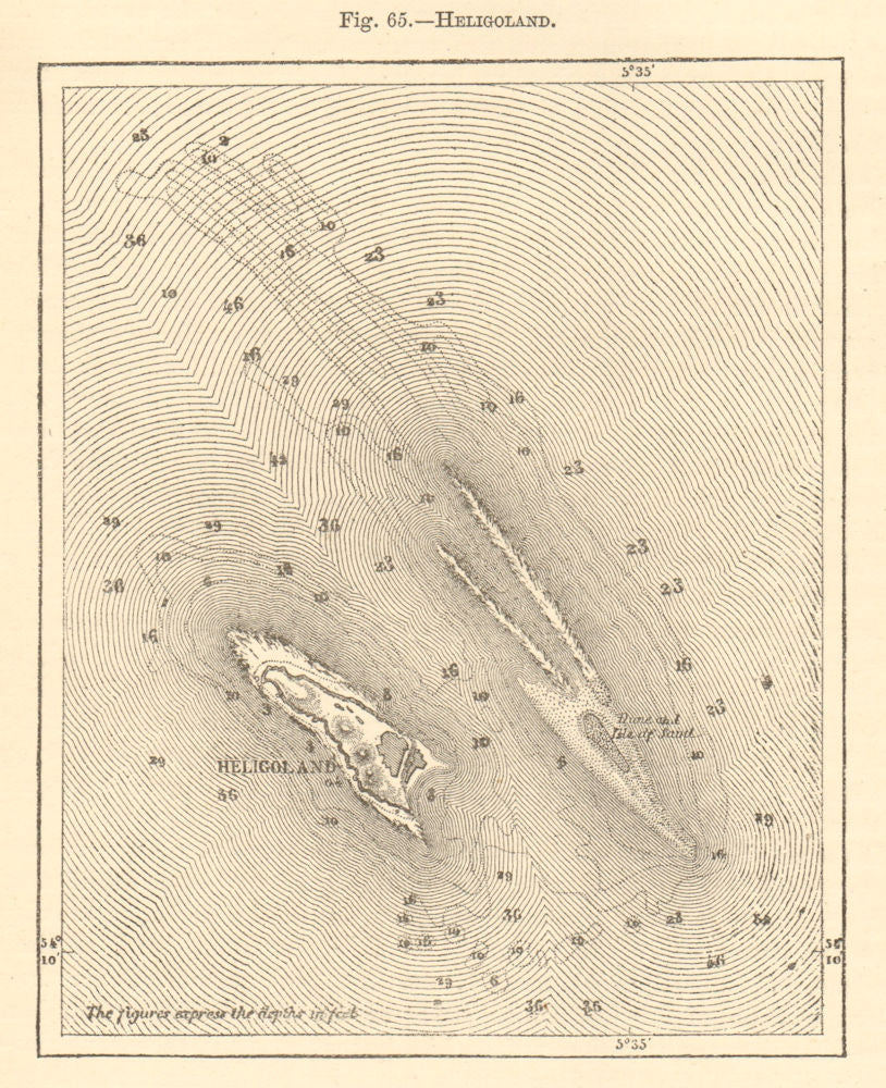 Heligoland. Schleswig-Holstein. Germany. Sketch map 1886 old antique ...