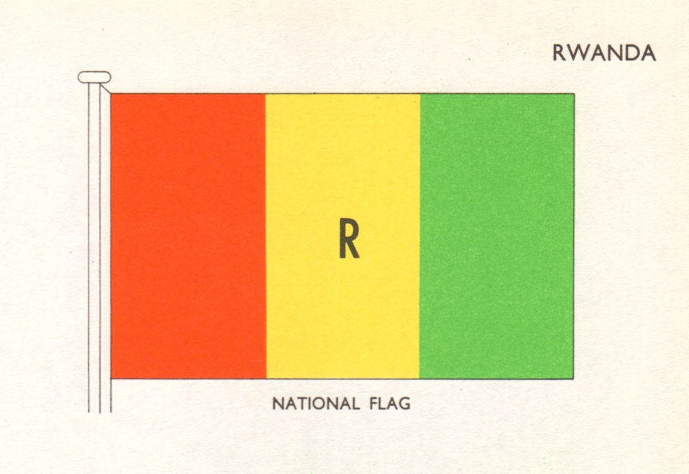 RWANDA FLAGS. National Flag 1965 old vintage print picture ...