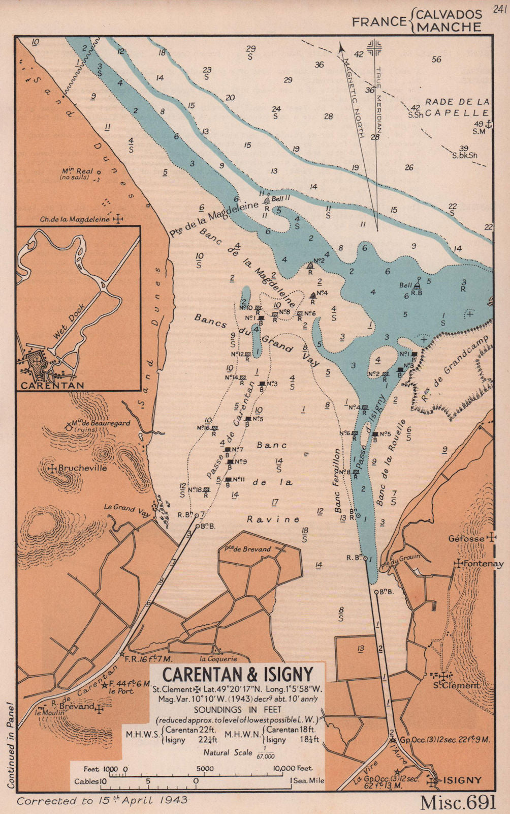 Carentan & Isigny sea coast chart D-Day planning map. Utah beach ...